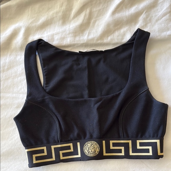 Versace | Tops | Versace Black Top With Gold Accents | Poshmark